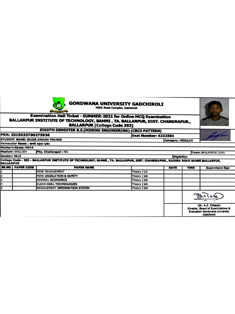 Hall Ticket | PDF