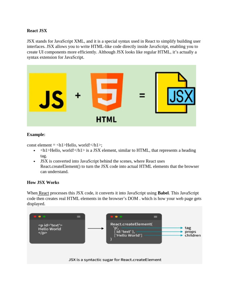 React JSX | PDF | Document Object Model | Java Script