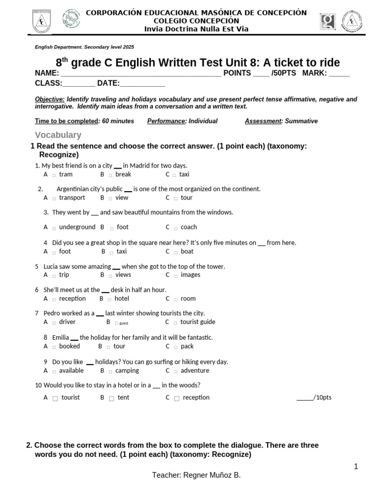 8ºC Written Test Is | PDF