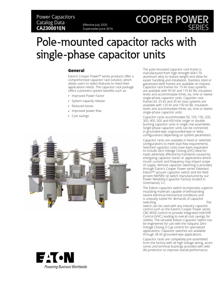 Pole Mounted Capacitor Racks With Single Phase Capacitor Units Catalog ...