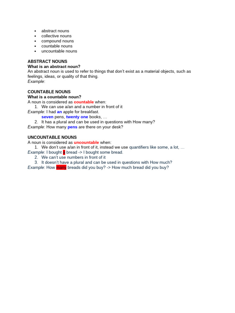 Abstract Nouns | PDF