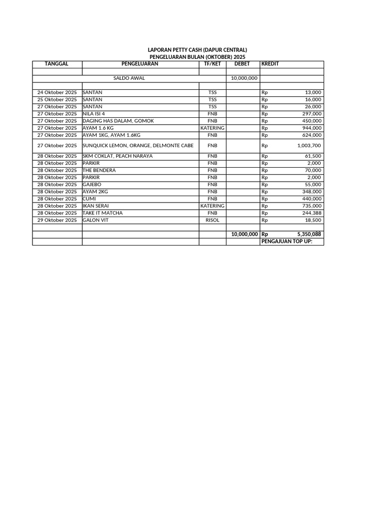 Laporan Pettycash | PDF