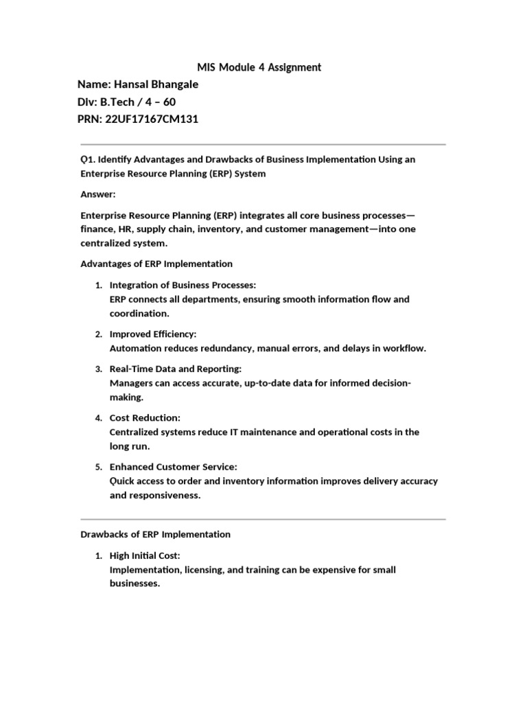 Mis4_BTech4_60 | PDF | Software Development Process | Enterprise Resource Planning