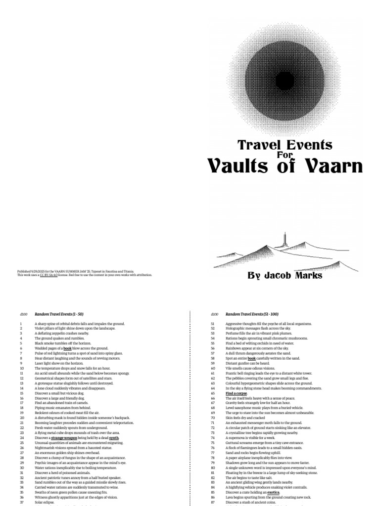 Vaults of Vaarn - Travel Events for Vaults of Vaarn | PDF