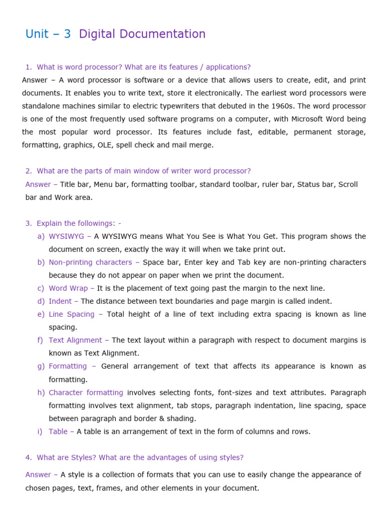Understanding Word Processors and Features | PDF | Word Processor ...