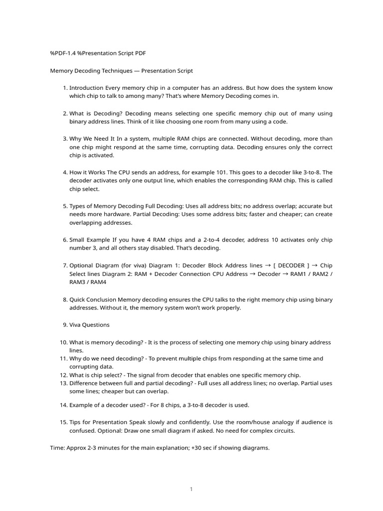 Memory Decoding Presentation | PDF | Computer Memory | Random Access Memory