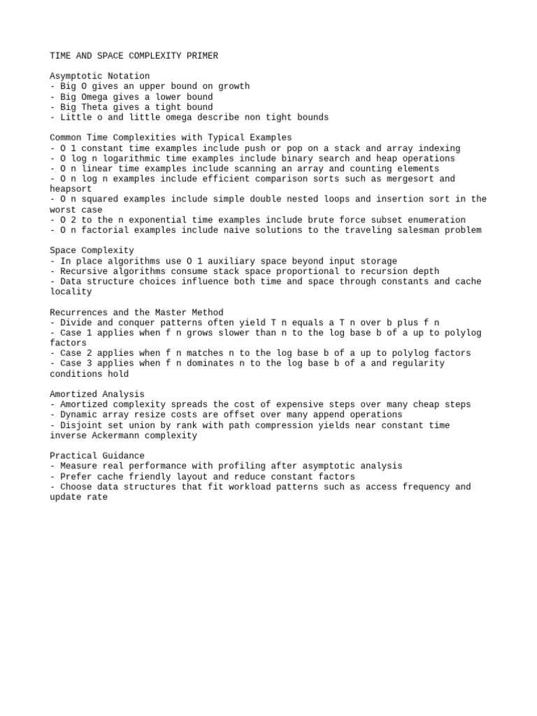 Cs Time Space Complexity Primer | PDF