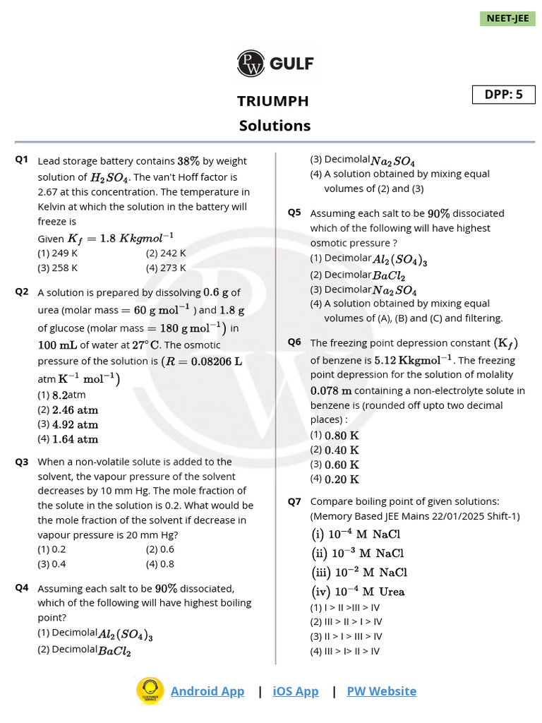 Solutions _ DPP 05 (of Lec 09) | PDF | Thermodynamics | Physical Quantities