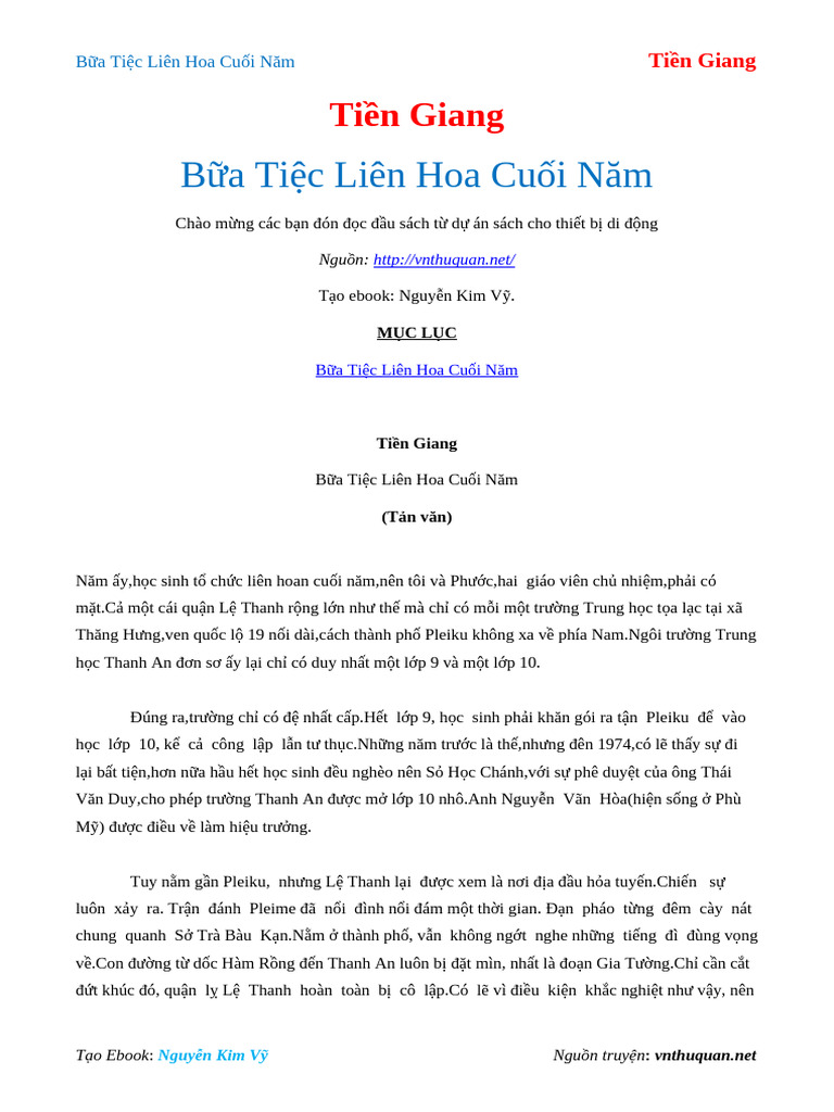Bữa Tiệc Liên Hoa Cuối Năm - Tiền Giang | PDF
