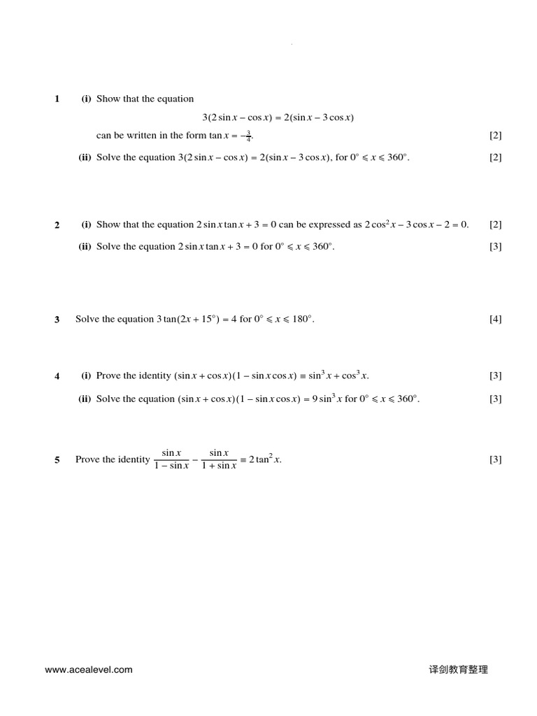 5.5-trignometry-qp_cie-ial-maths | PDF | Trigonometric Functions | Equations