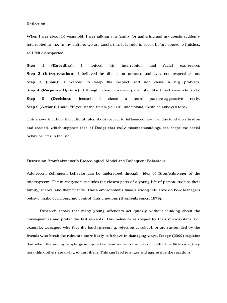 Reflection, Discussion and Peer Response | PDF | Adolescence | Juvenile ...
