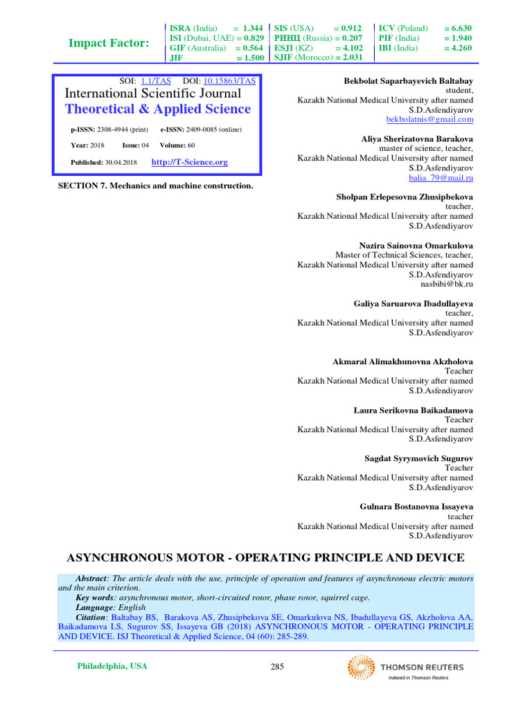 Asynchronous Motor Operating Principle A | PDF | Electric Motor ...