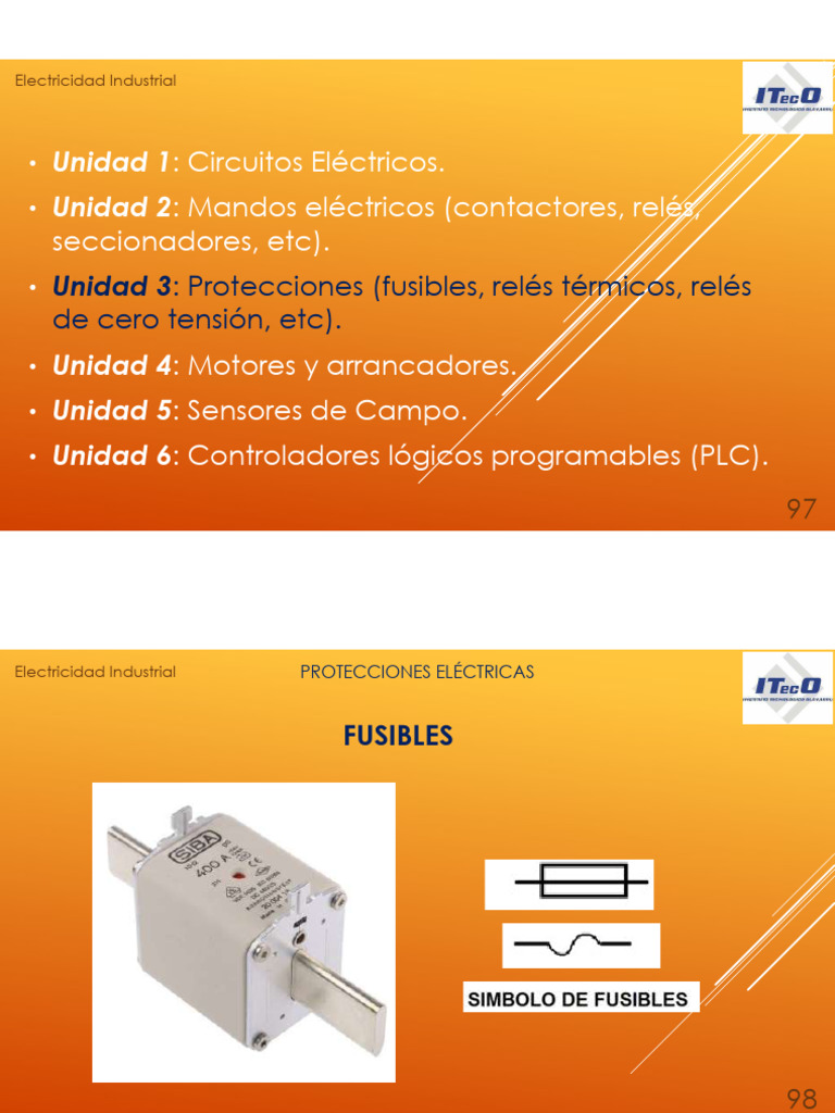 ELECTRICIDAD INDUSTRIAL Unidad 3 | PDF | Fusible (Eléctrico) | Corriente eléctrica