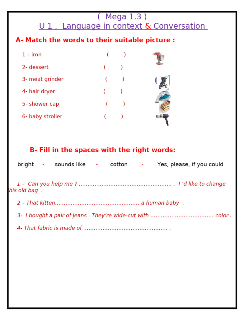 Mega 1.3 U 1 (Language in Context & Conversation) | PDF