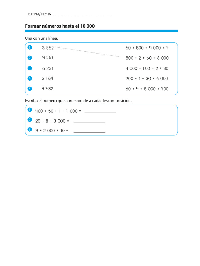 Formar Numeros Hasta 10.000 - 4°basico | PDF