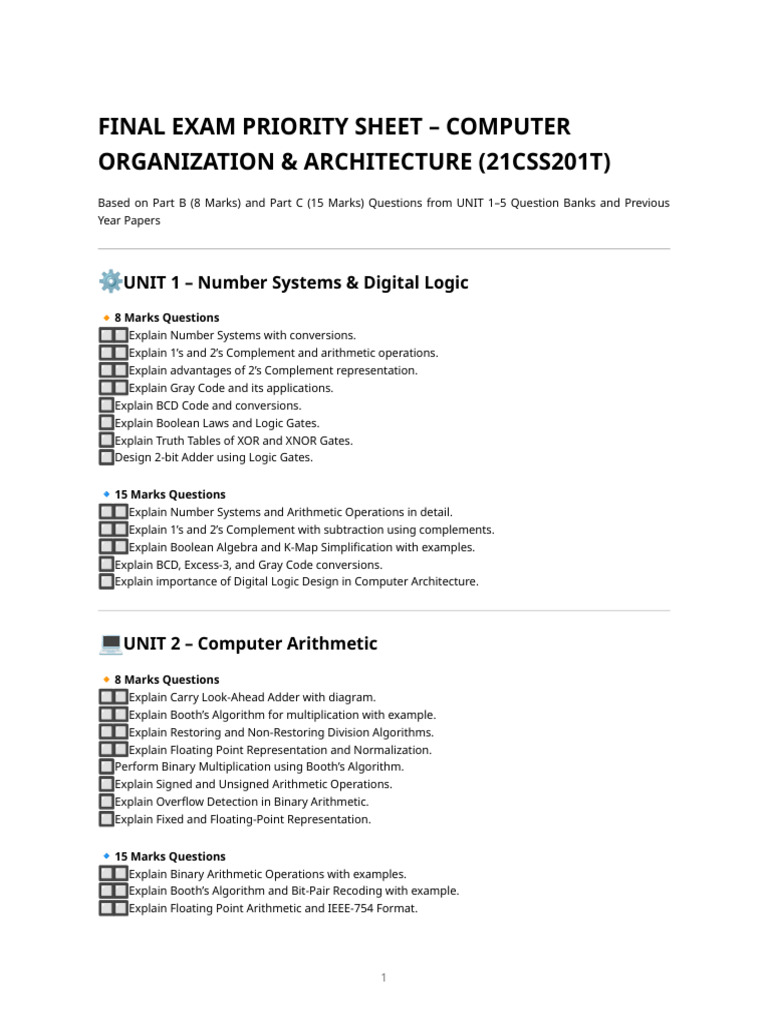 Coa - Consolidated Analysis, Notes & Exam Pack | PDF | Cpu Cache ...
