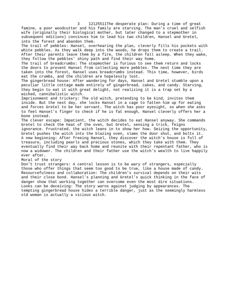 Hansel Gretel STORY | PDF | Hansel And Gretel | Fairies
