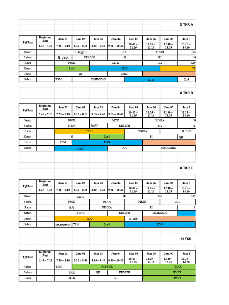 JADWAL PELAJARAN 24 okt | PDF