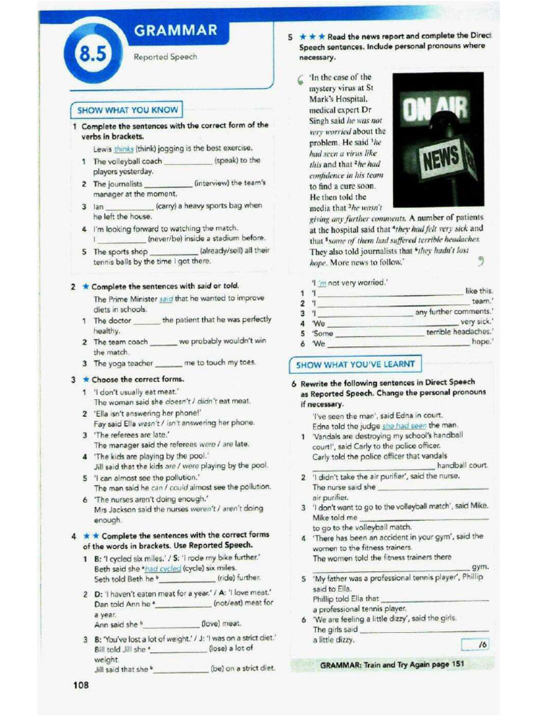 Reported Speech | PDF