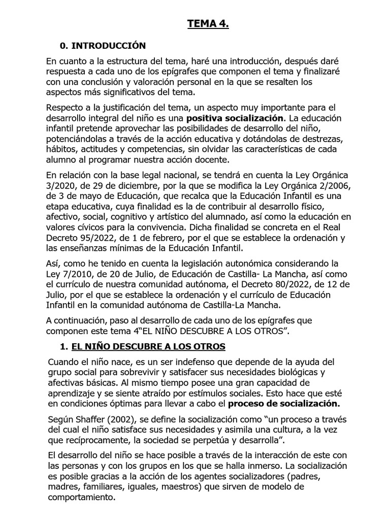 TEMA 4.2024. | PDF | Teoría de apego | Plan de estudios