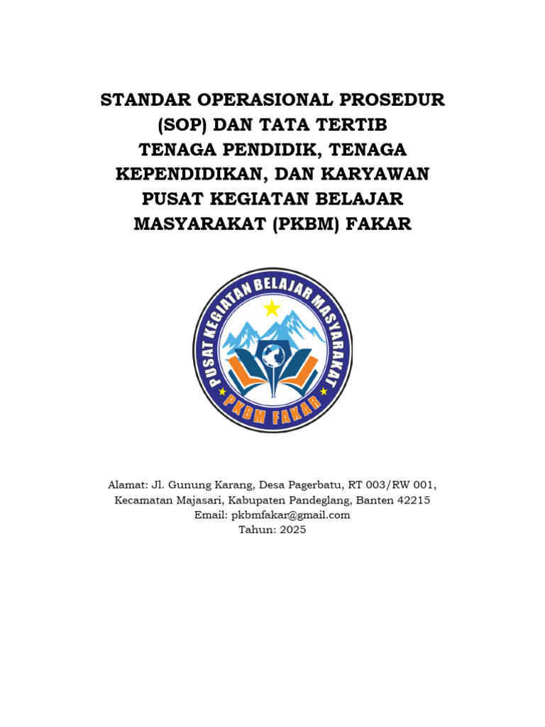 Sop Dan Tatib Ptk Pkbm Fakar 2025 | PDF
