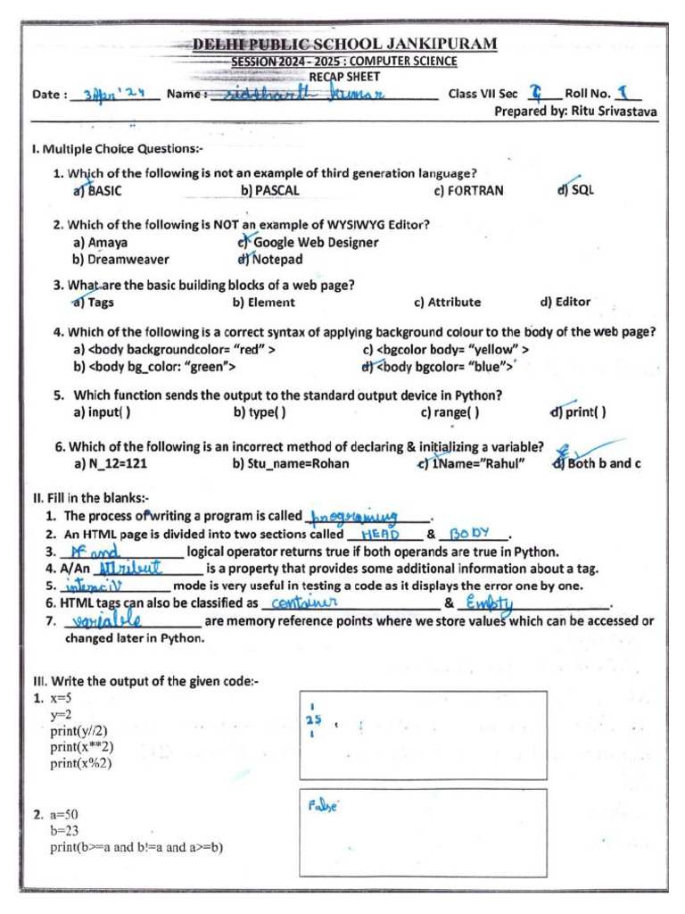 Computer Recap Sheet (Siddhu) | PDF