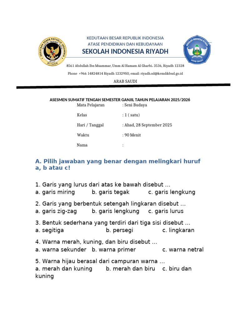 Soal Sbdp Asts 2526 | PDF
