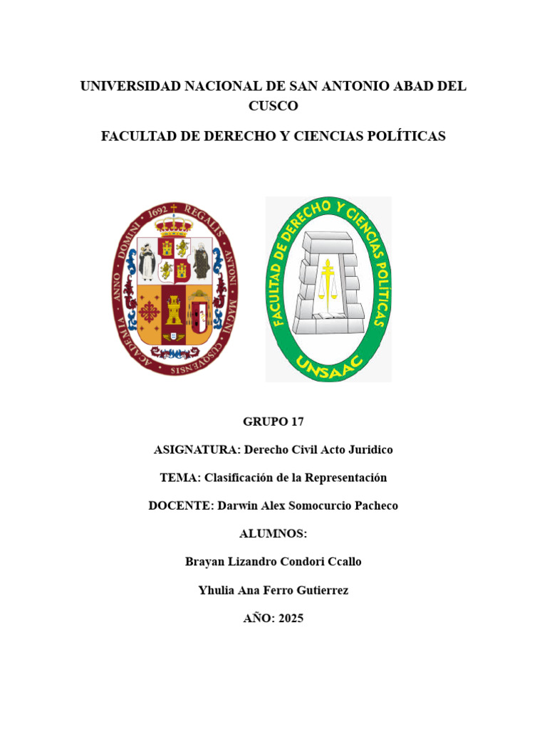Monografía- Clasificación de la Representación (1) | PDF | Ley procesal ...