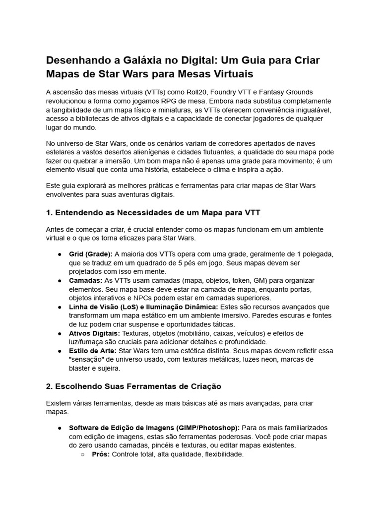 Desenhando a Galáxia no Digital_ Um Guia para Criar Mapas de Star Wars para Mesas Virtuais | PDF ...