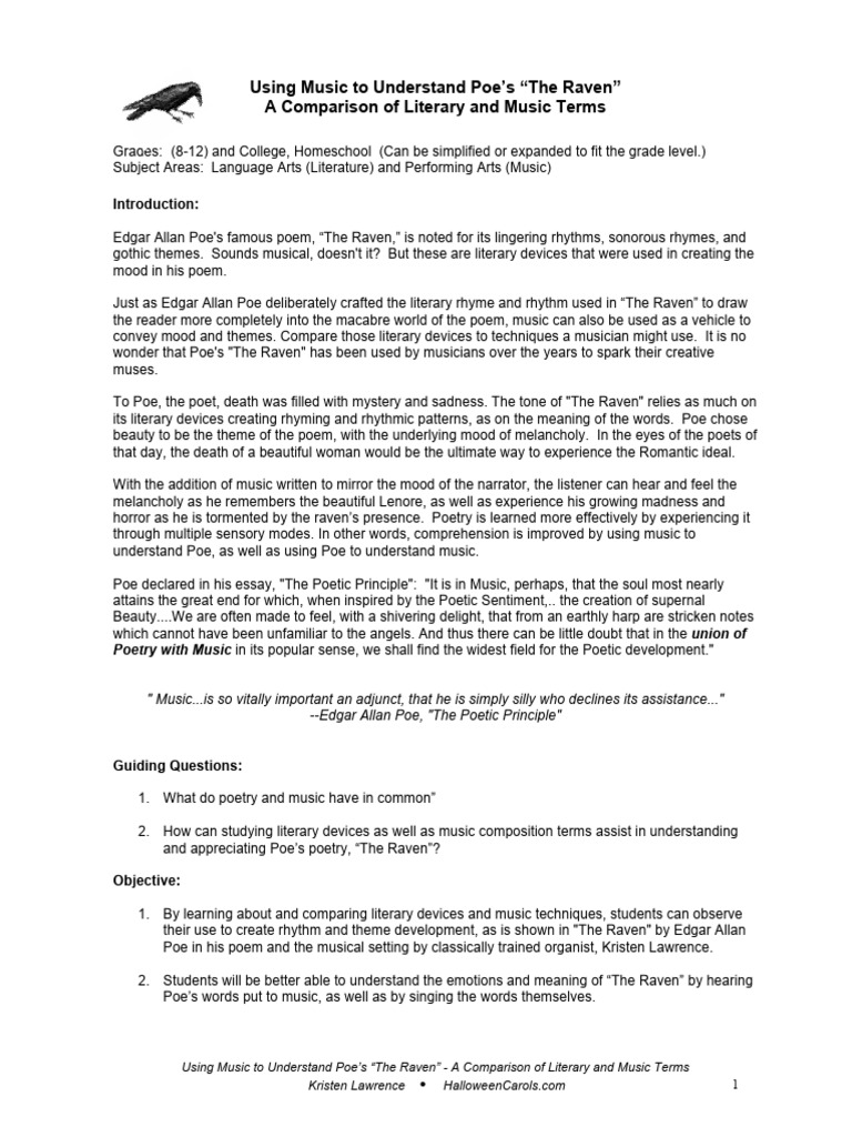 Music and Poe’s "The Raven" Analysis | PDF | The Raven | Poetry
