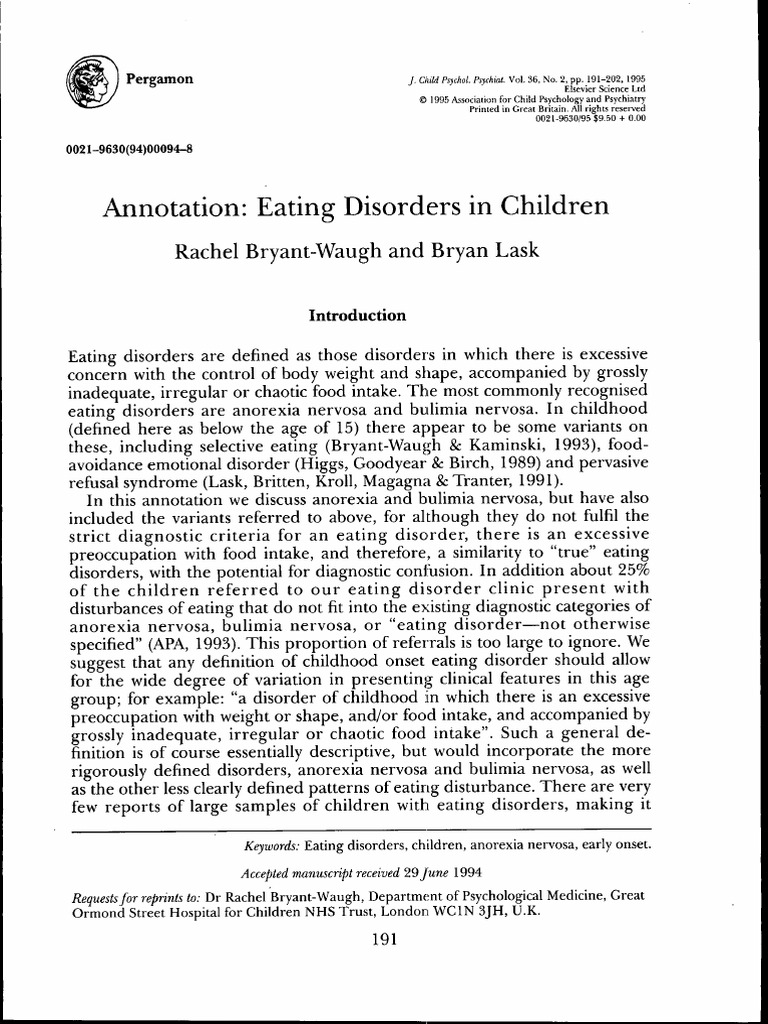 Childhood Eating Disorders Overview | PDF | Eating Disorder | Anorexia ...