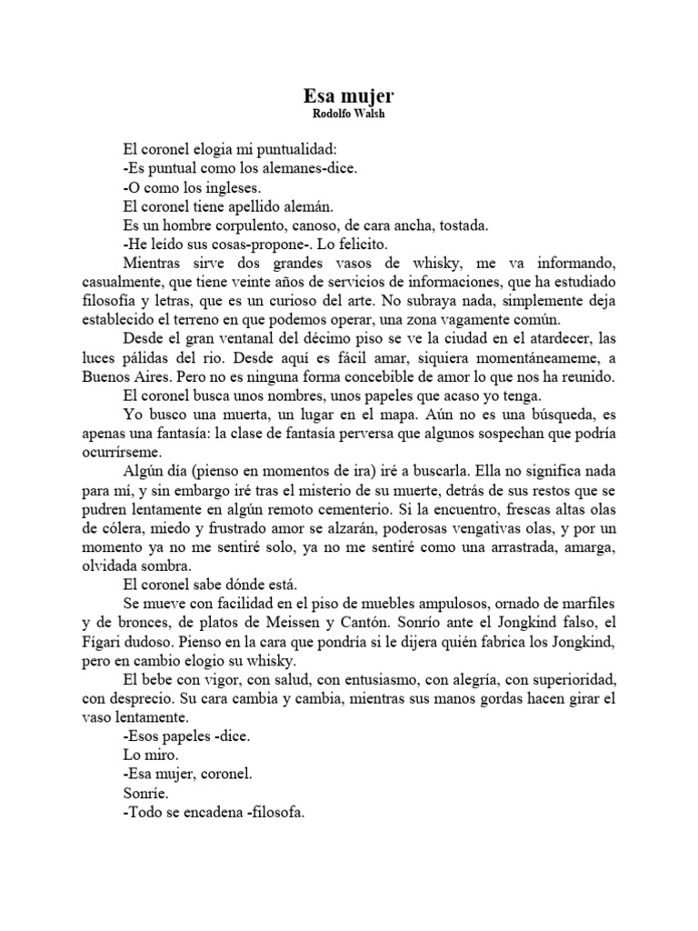 Rodolfo Walsh Esa Mujer | PDF