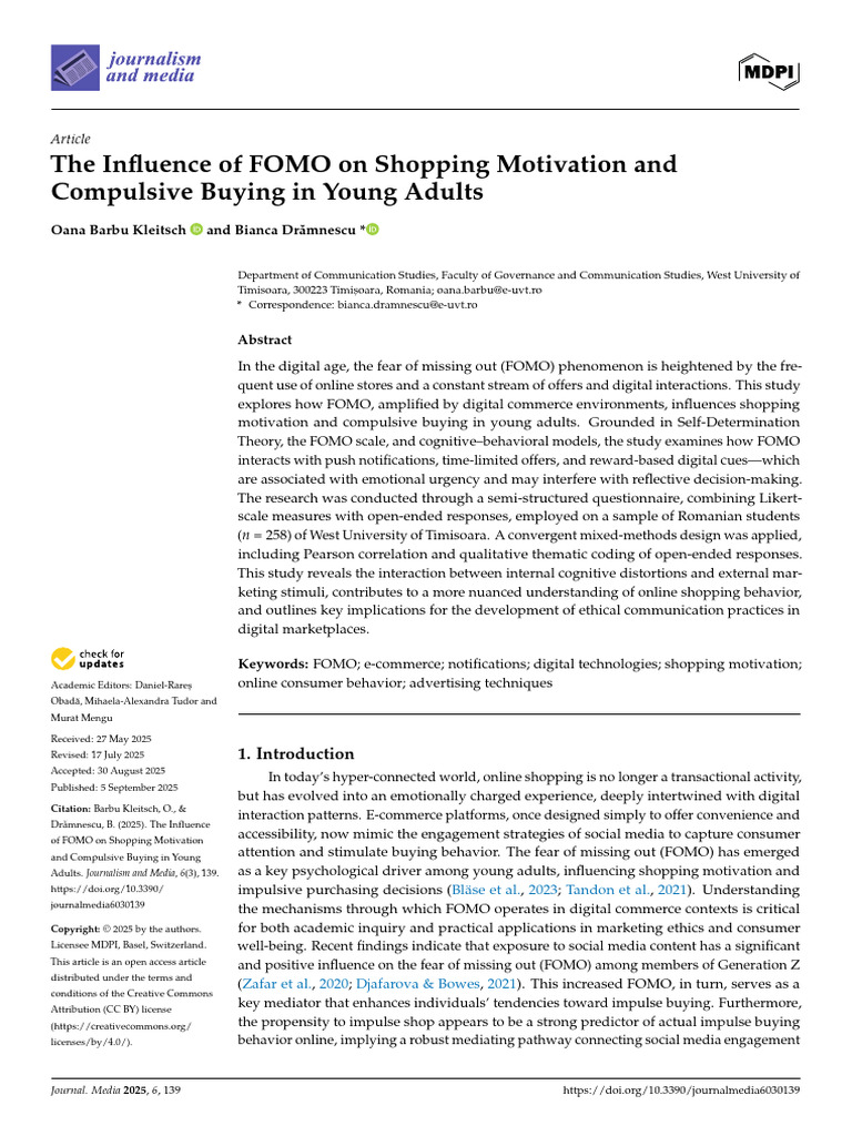 The Influence of FOMO On Shopp | PDF | Consumer Behaviour | Behavior