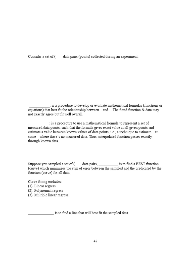 Curve Fitting and Interpolation Practice Problems | PDF | Interpolation | Errors And Residuals