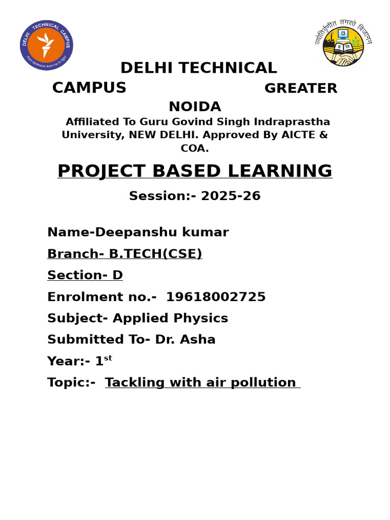 Physics PBL | PDF | Air Pollution | Atmosphere Of Earth