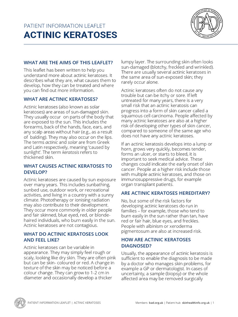 Actinic Keratoses PIL Jan 2024 | PDF | Vitamin D | Sunscreen