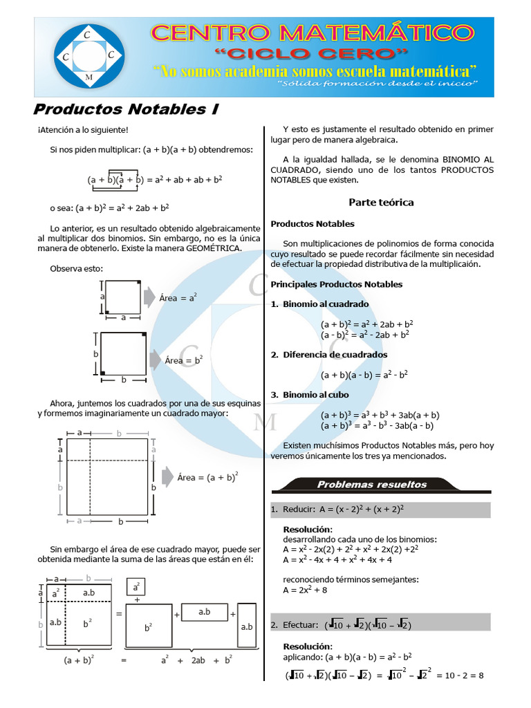 Productos Notables | PDF | Factorización | Teoría de los números