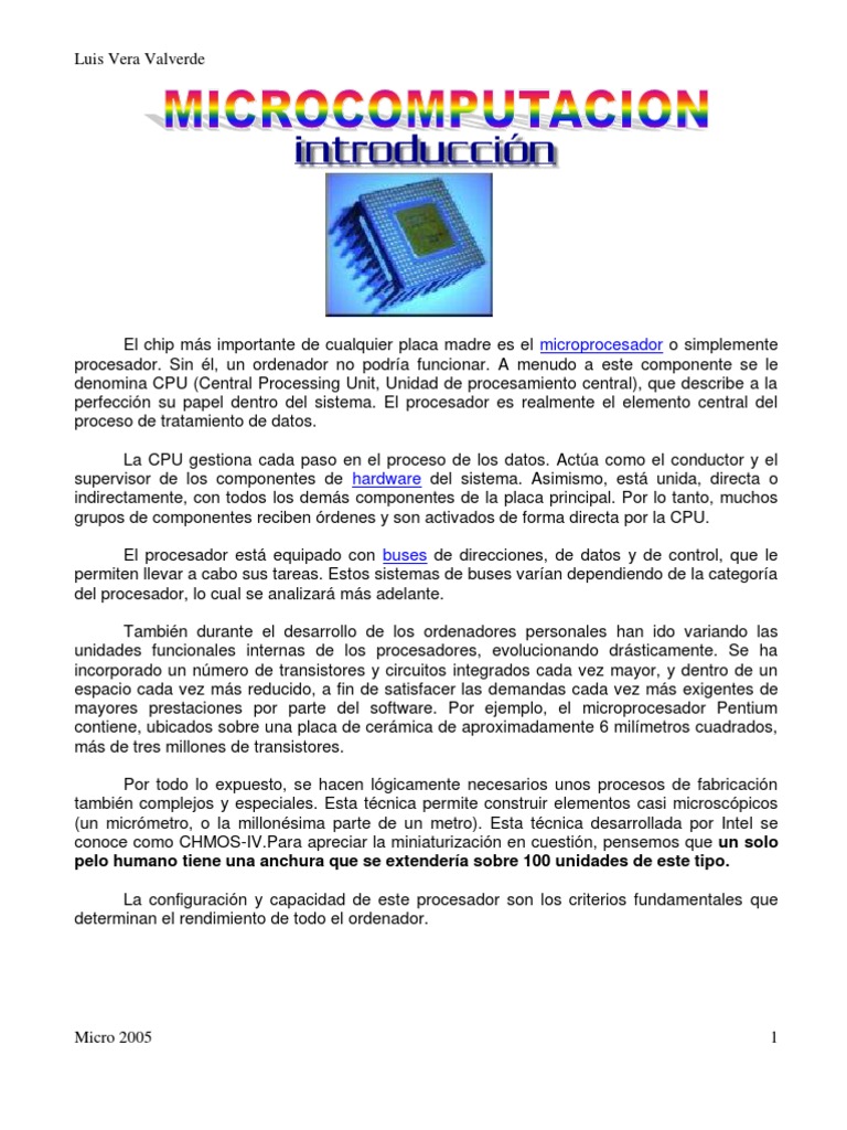 Introduccion Microcomputacion | PDF | Microprocesador | Conjunto de ...