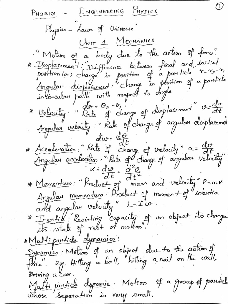 Engineering Physics Unit 1 Mechanics Xerox | PDF