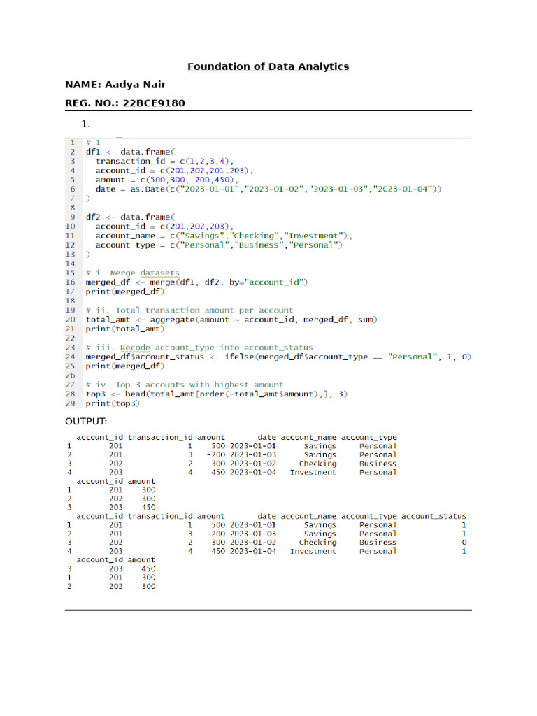Foundation of Data Analytics Assignment | PDF