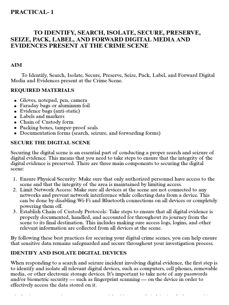 Digital Evidence Handling Guide | PDF | Digital Forensics | Crime Scene