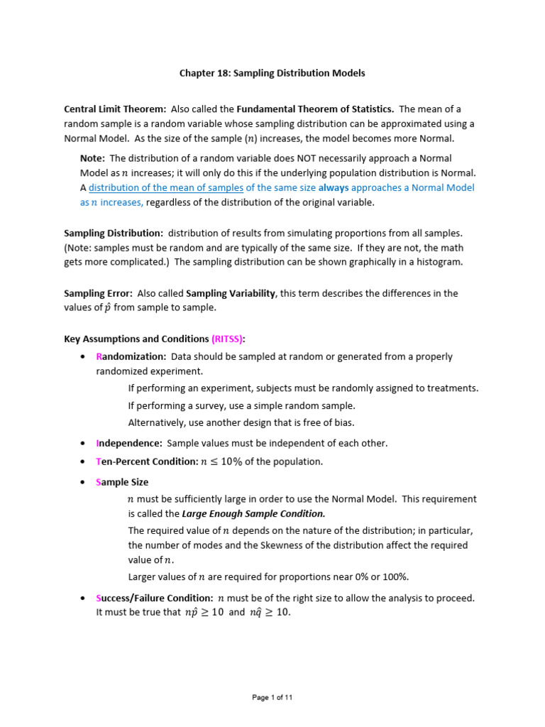 Part 5 (Statistical Inference Proportions) Notes | PDF | Statistical ...