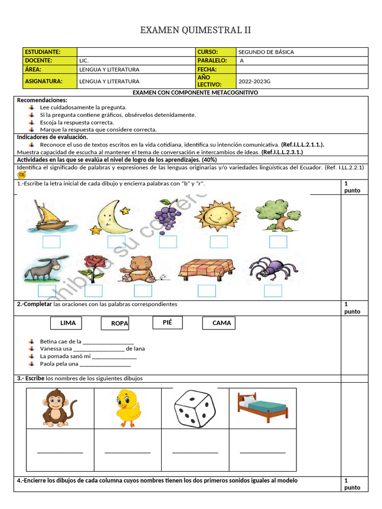 2do Lengua II Metacog 2023 (2) | PDF | Cognición | Aprendizaje