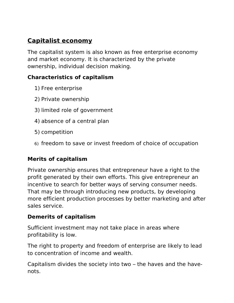 Capitalist Economy | PDF | Private Property | Capitalism