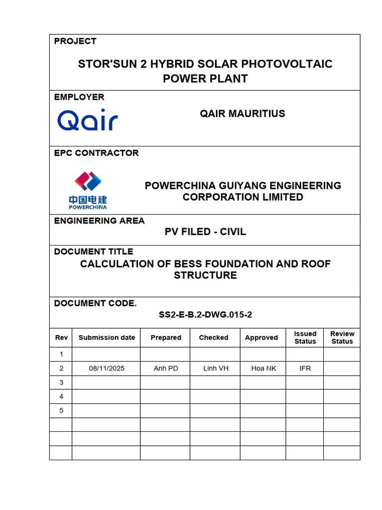 STOR'SUN 2 Solar Plant Foundation Calculations | PDF | Pressure | Wound