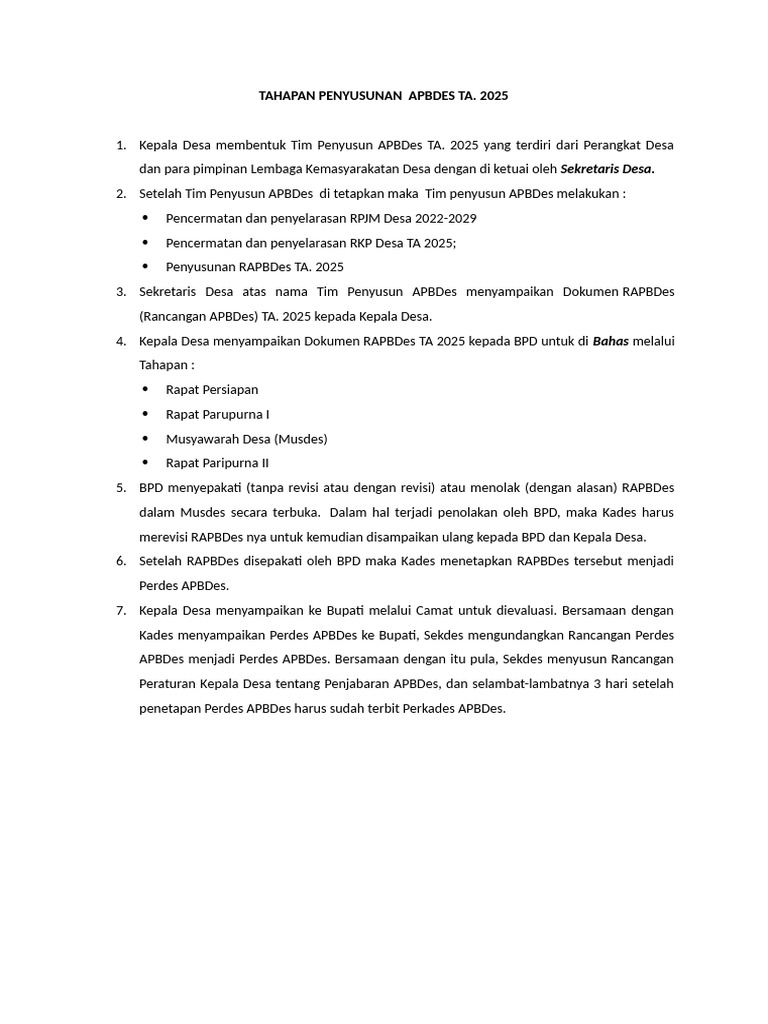 Tahapan Penyusunan APBDes 2025 | PDF
