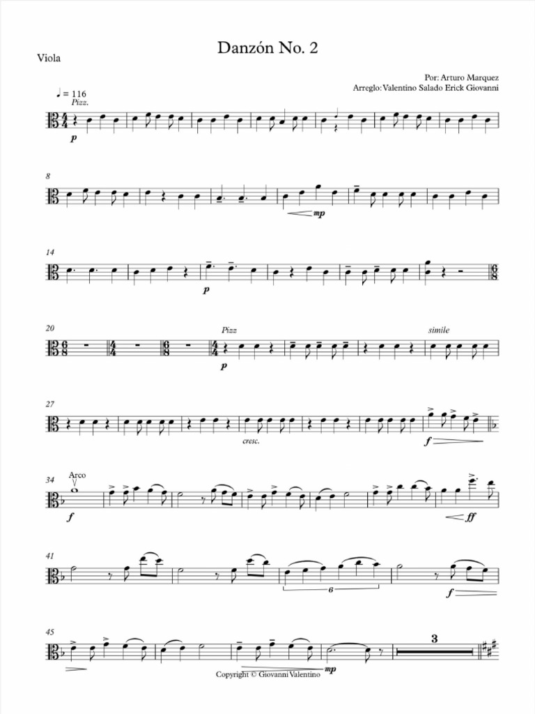 Danzon No2 - Viola | PDF