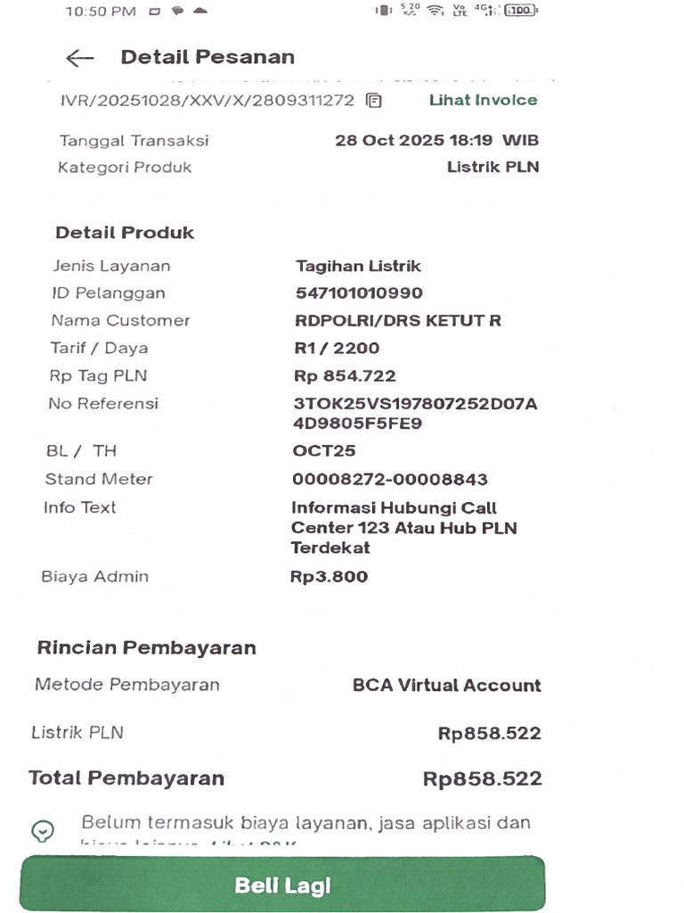 Scan Tagihan Listrik October | PDF