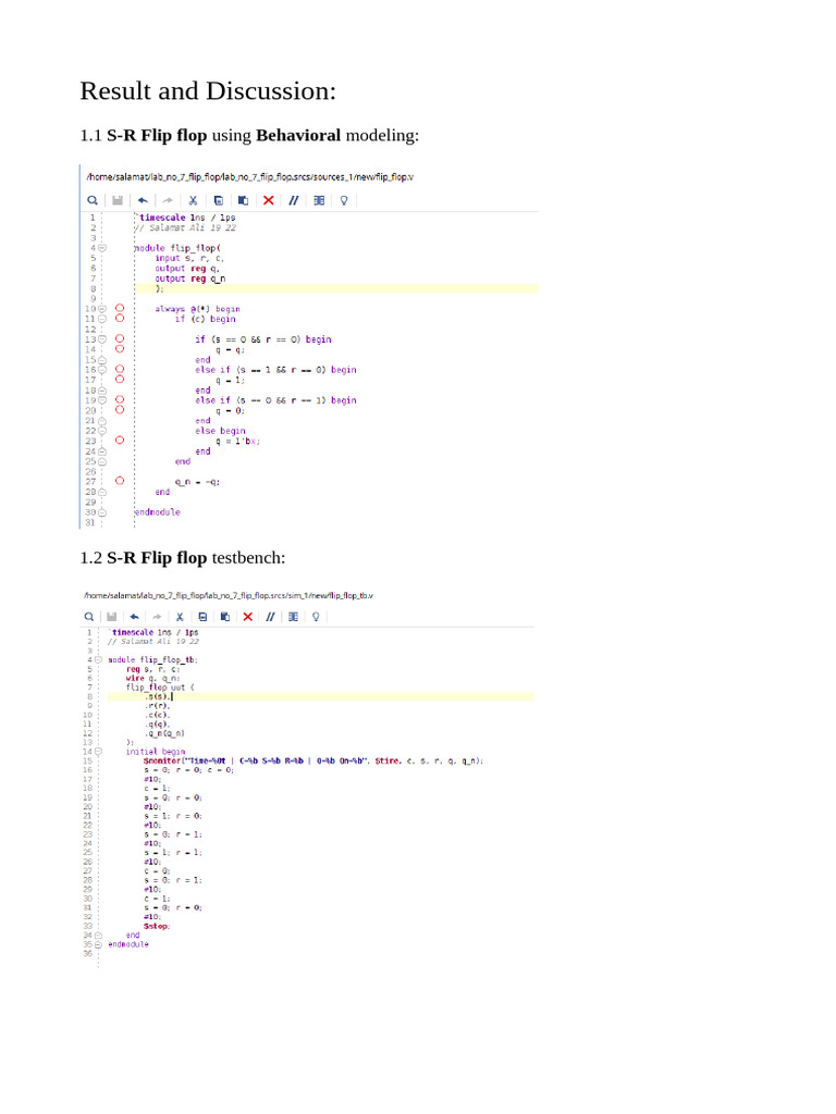 Flip Flop Lab 7 | PDF