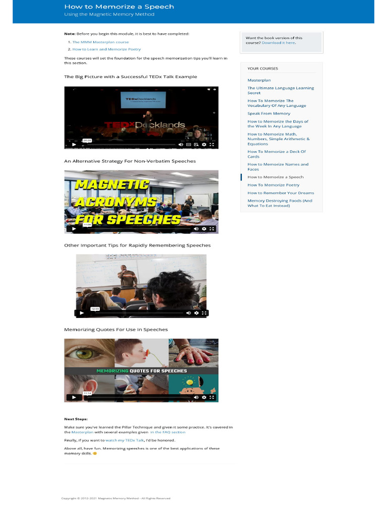 09-How To Memorize A Speech | PDF | Cognitive Psychology | Neuroscience